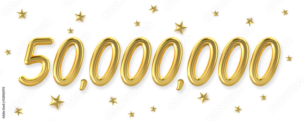3d golden 50 million with star background. 3d illustration. Stock ...