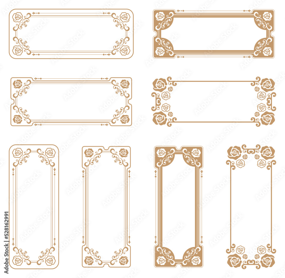 Decorative frame with rose theme.a horizontally elongated banner.a ...