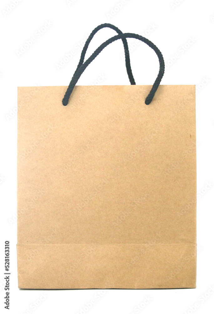 Blank brown paper bag isolated on transparent background png file Stock ...