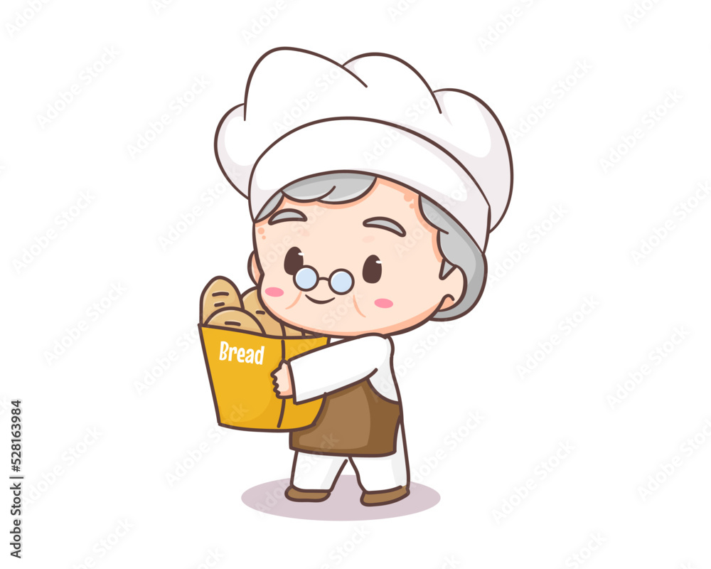 Cute grandmother chef cartoon. Grandma cooking logo vector art. People ...