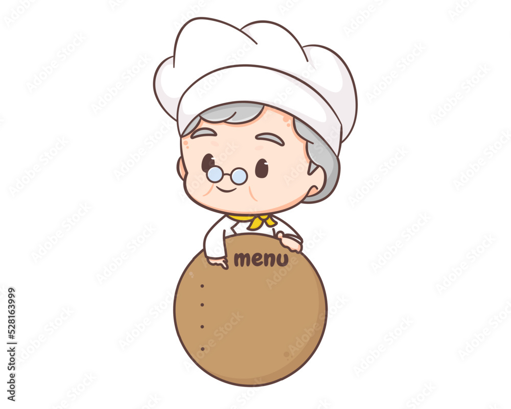 Cute grandmother chef cartoon. Grandma cooking logo vector art. People ...