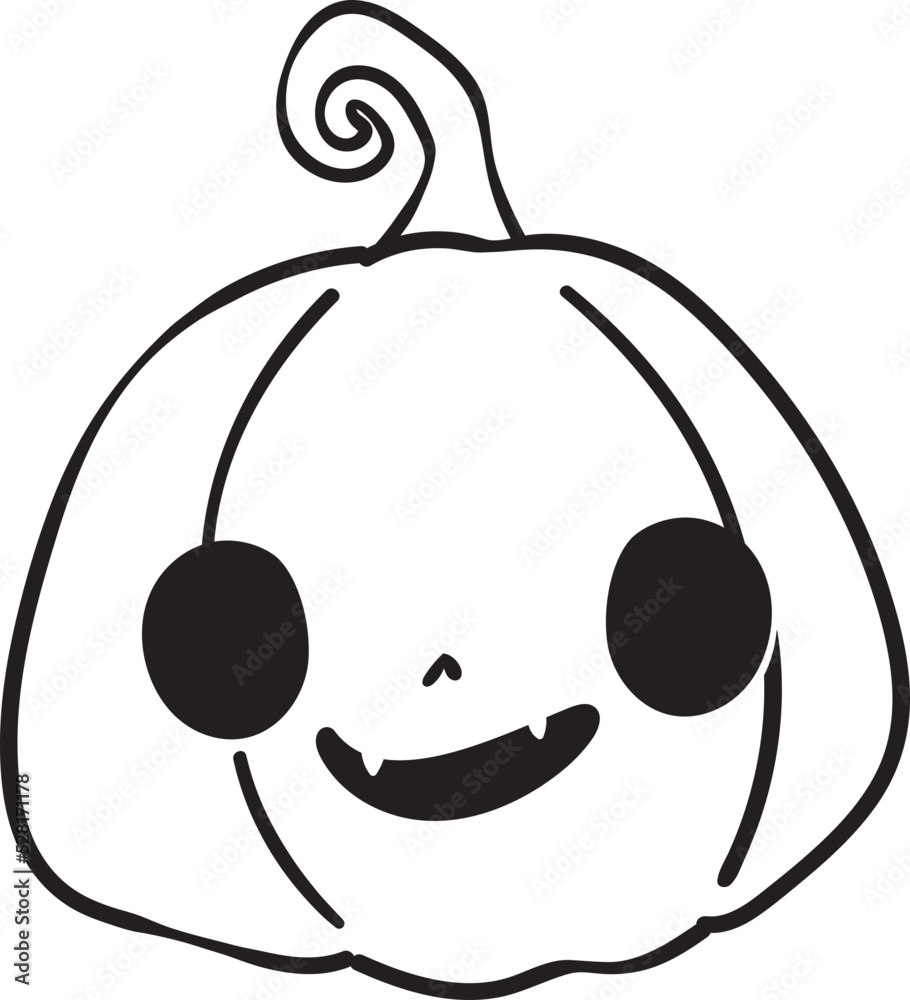 cute Halloween jack o lantern pumpkin face cartoon animal doodle ...