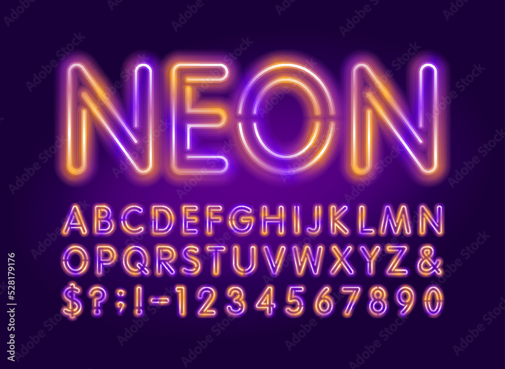 Photo & Art Print Neon alphabet font, epifantsev