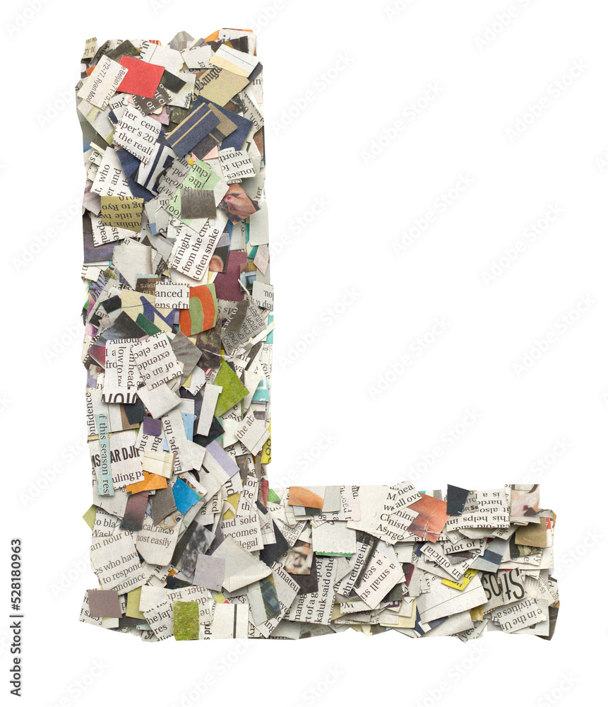 newspaper confetti Capital letter L PNG Stock Photo | Adobe Stock
