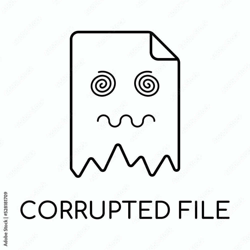 Corrupted file document outline icon. linear style sign for mobile ...