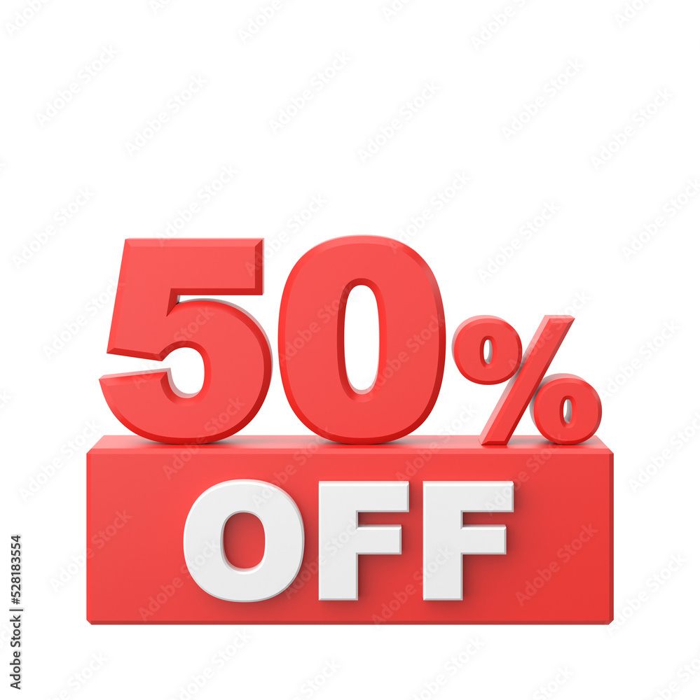 3D fifty percent off. 50% off. Sale banner decoration. Stock ...