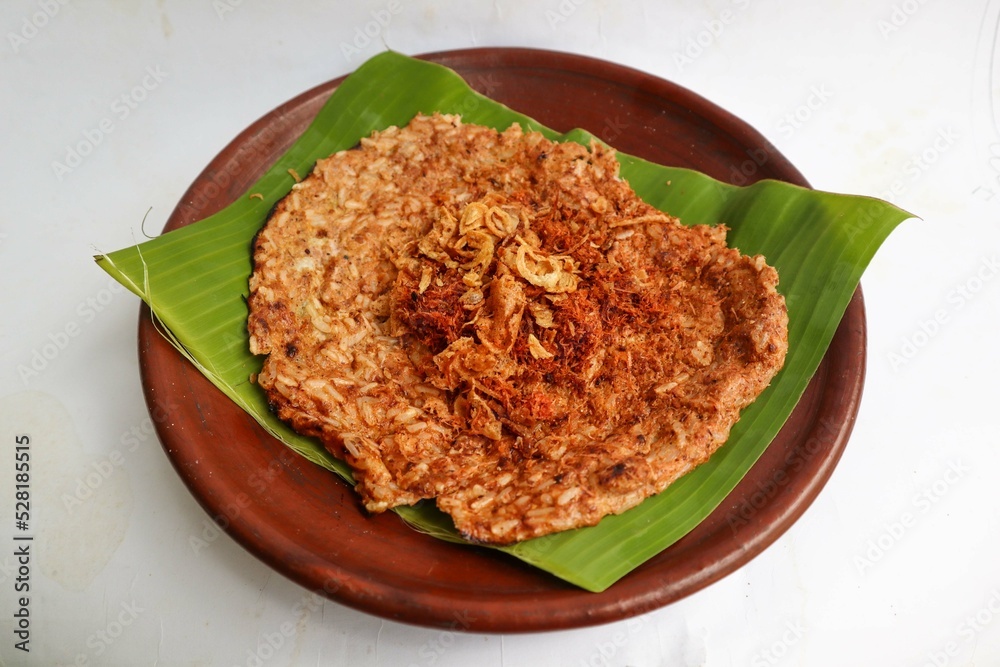 kerak telor or Egg Crust. kerak telor is Spicy Glutinous Rice Omelette ...
