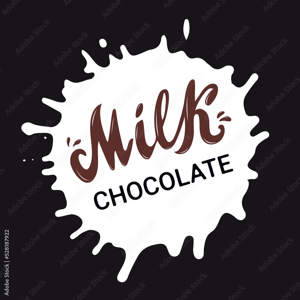 Milk chocolate logo icon. Hand lettering. Vector volume brown letters ...