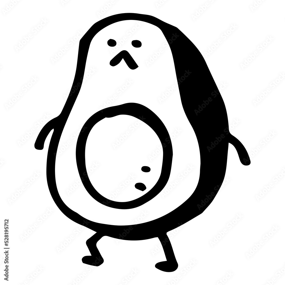 avocado cute doodle art hand drawn icon illustration design for ...