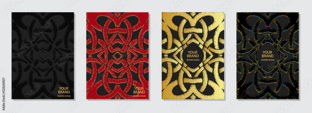 Set of ethnic covers, vertical templates. Collection of embossed ...