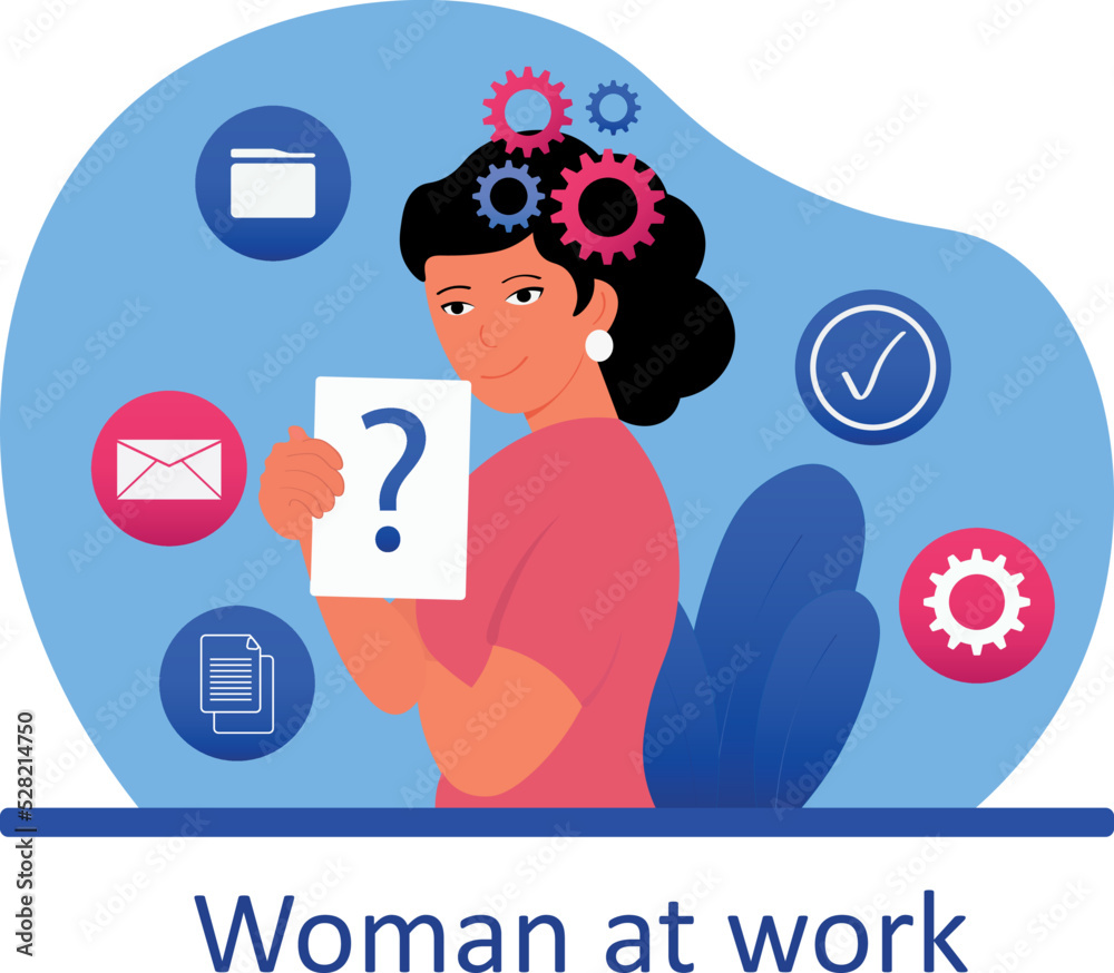 Critical thinking concept. Girl analyzes graphs and diagrams, works ...