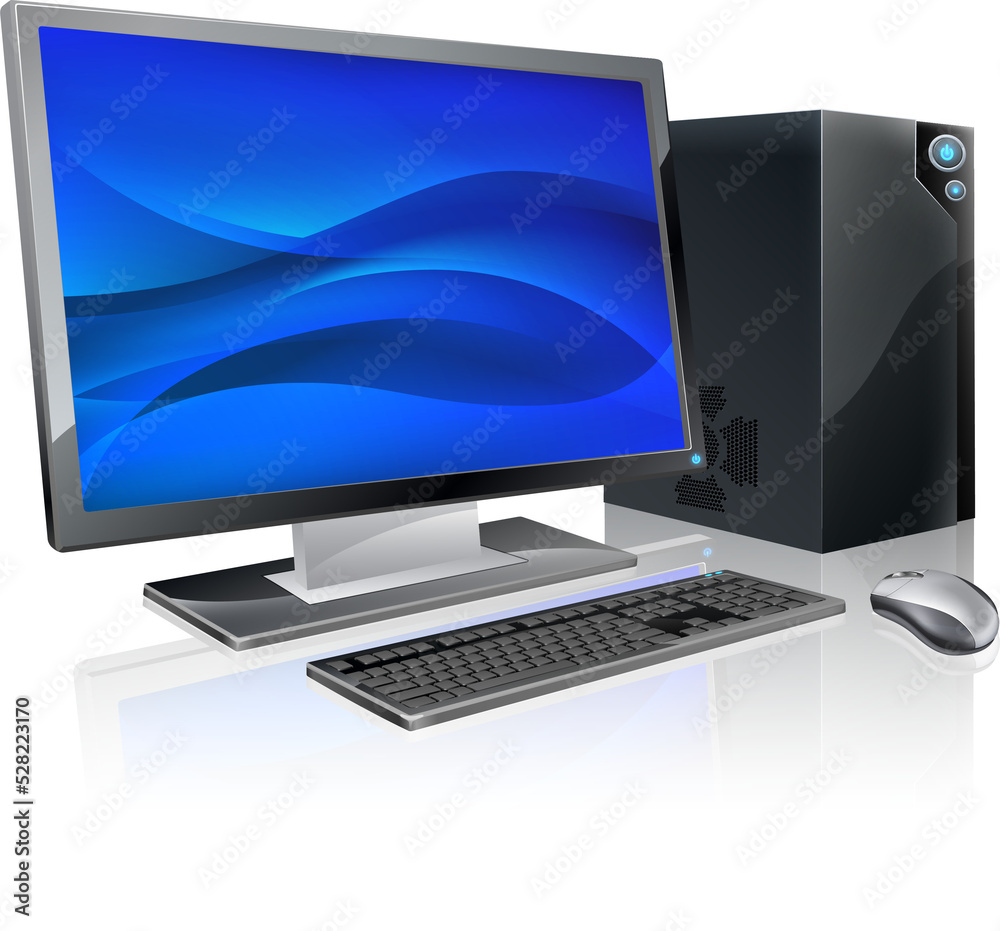 Desktop PC computer workstation Stock Illustration | Adobe Stock
