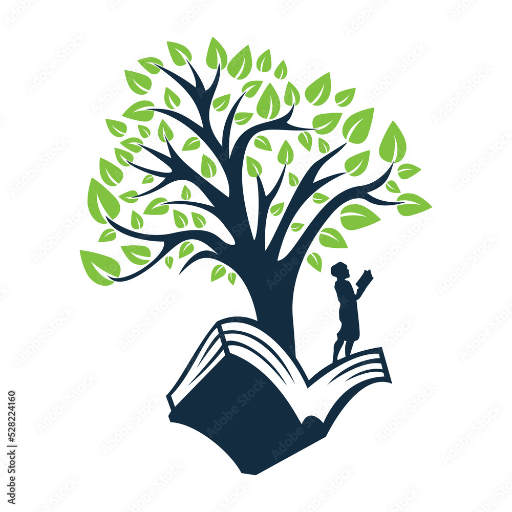 book and tree vector logo illustration Stock Vector | Adobe Stock