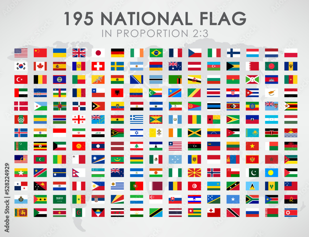 All sovereign countries flags in proportion 2:3 Stock Vector | Adobe Stock