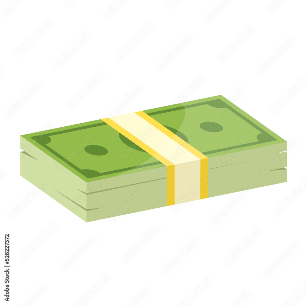 dollar bill stack flat vector illustration clipart isolated on white ...