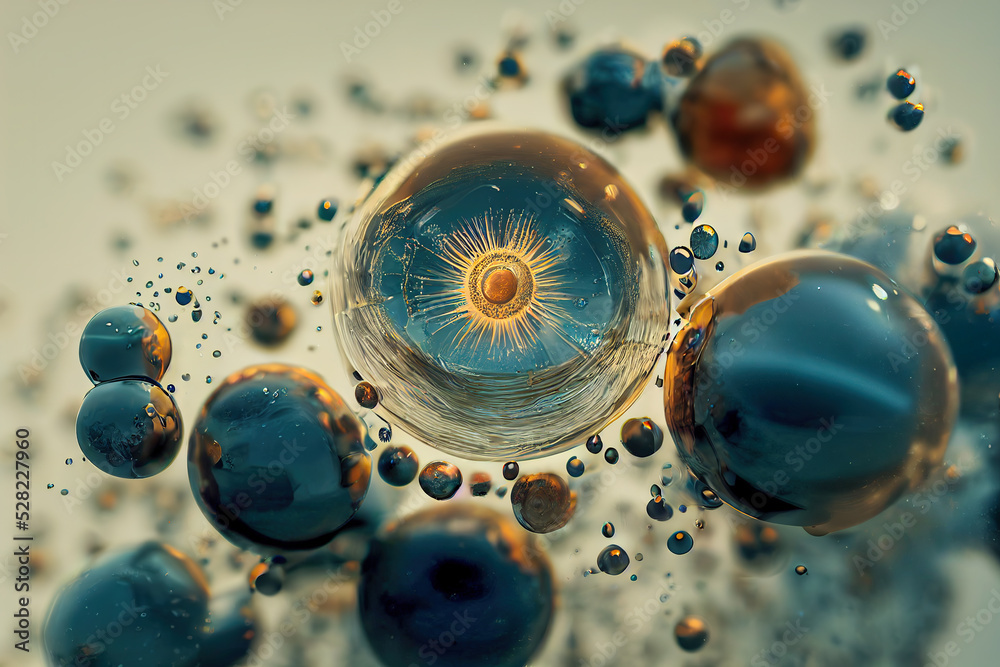 Drop of water under microscope. Amazing abstract background. Digital ...