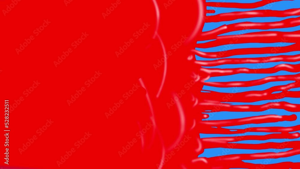Bloody video transitions on blue screen. Animation of pouring red drops ...