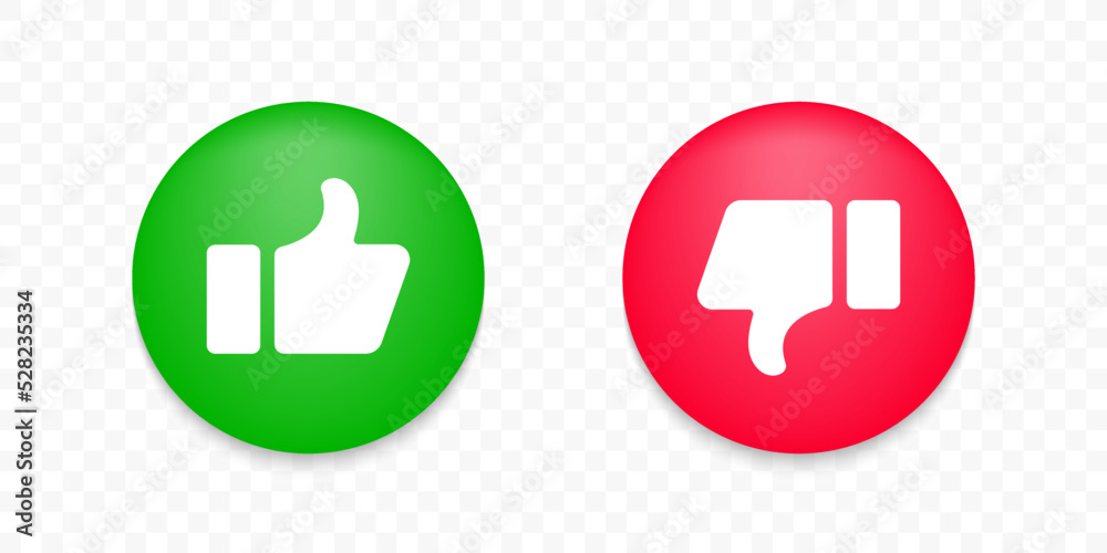 Vetor de Thumb up and thub down button icons. Like dislike isolated buttons. Realistic like and ...
