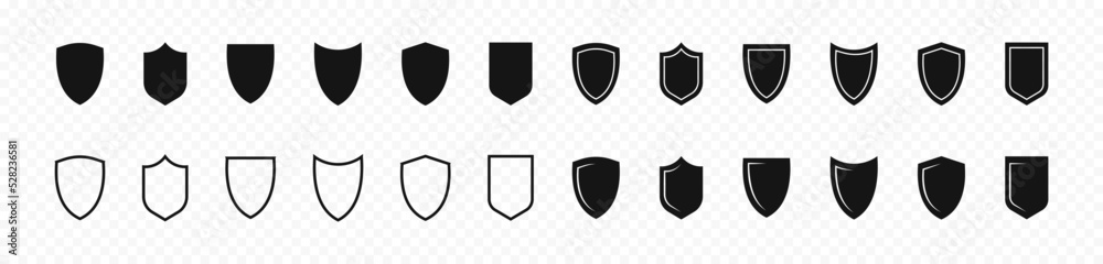 Shield Vector Icons Protection Symbols Defence Sign Set Security