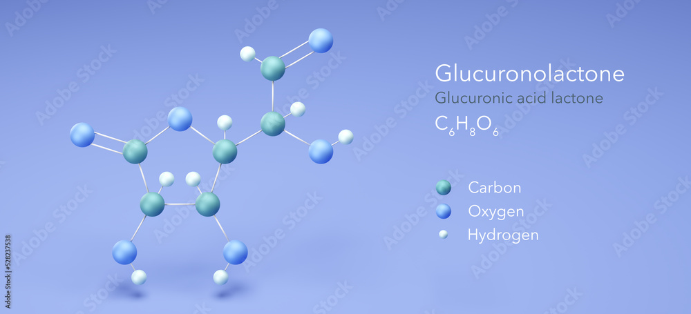 Plakat glucuronolactone, glucuronic acid, molecular structures, 3d ...