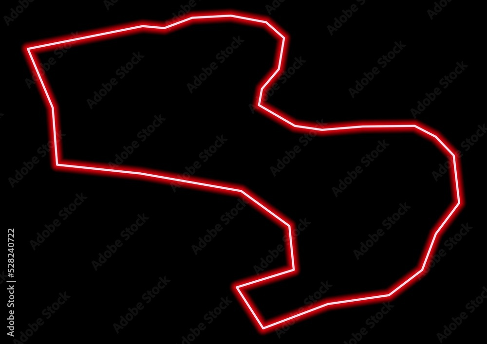 Red glowing neon map of Royal Borough of Windsor and Maidenhead United ...