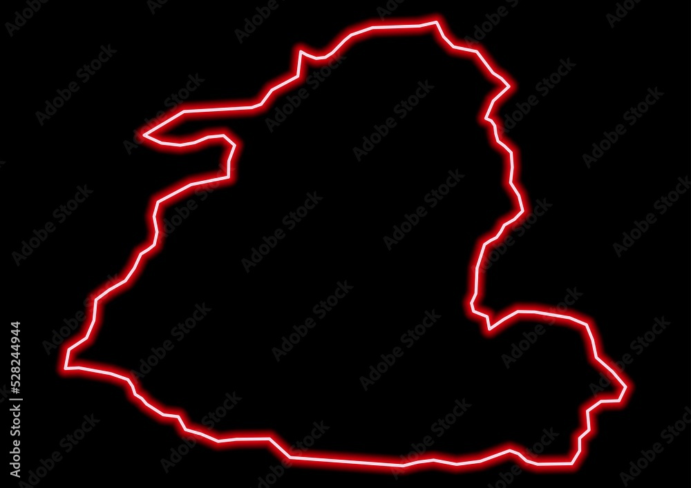 Red glowing neon map of Shida Kartli Georgia on black background. Stock ...