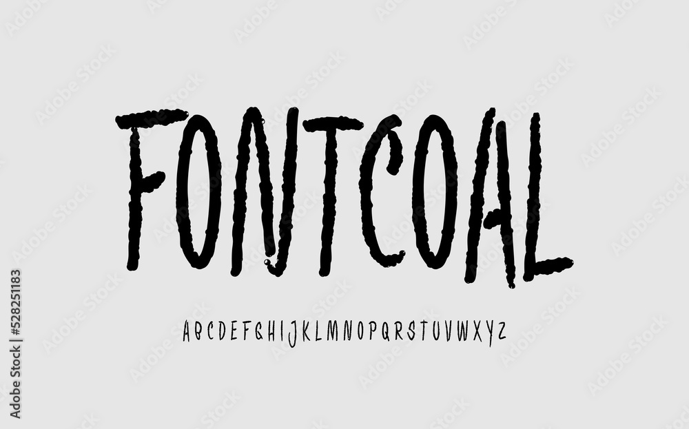 Coal font. Handwritten sketchy alphabet. School doodle style type for ...