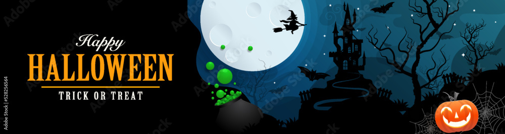 Happy halloween background template with pumpkin. Stock Vector | Adobe ...