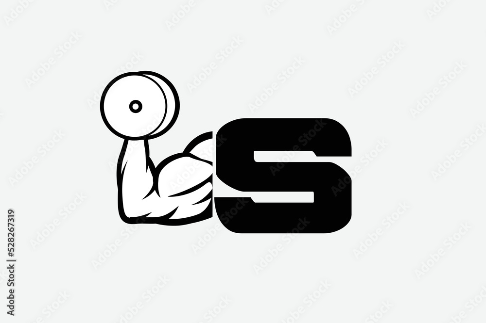 strong arm and dumbbell, simple icon vector of Gym logo, fitness logo ...