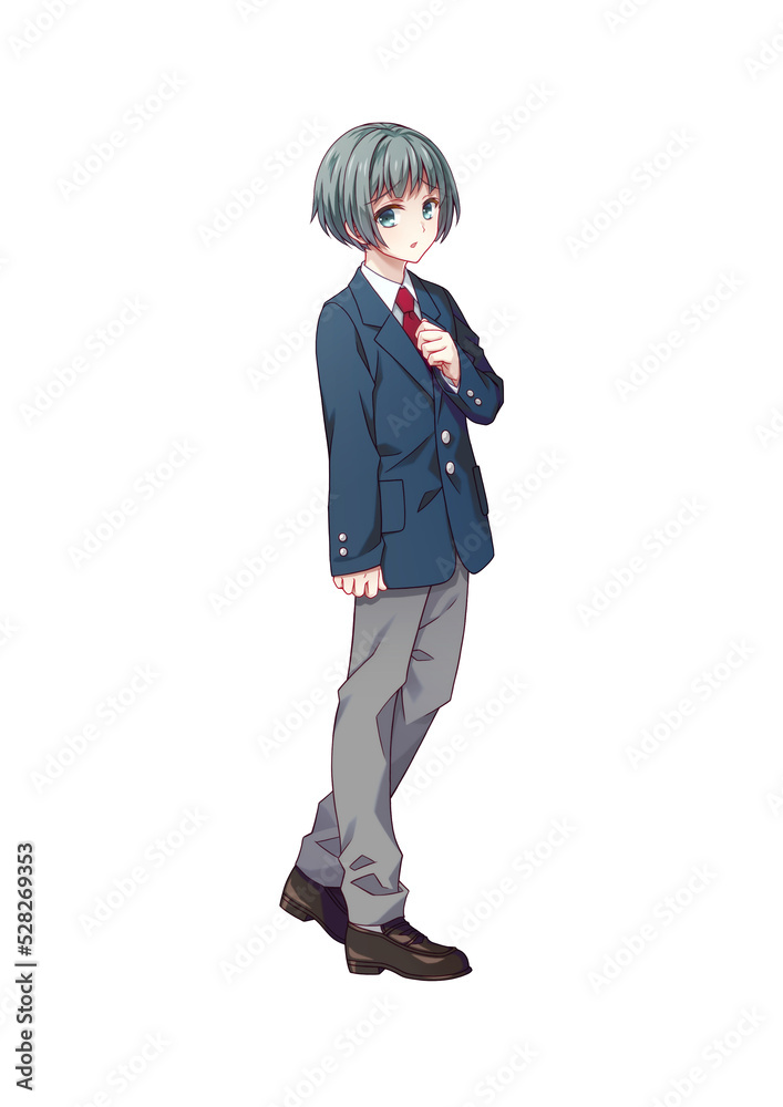 Full body illustration of anime-style boy Stock Illustration | Adobe Stock