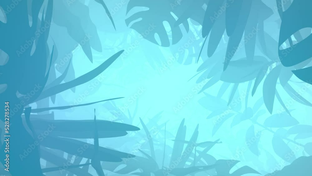 3D animation - Looped animated background of a jungle blue plant tunnel ...