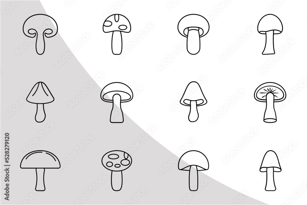 Wild Mushrooms Icons Outline, Mushrooms Outline Svg, Wild Mushroom ...