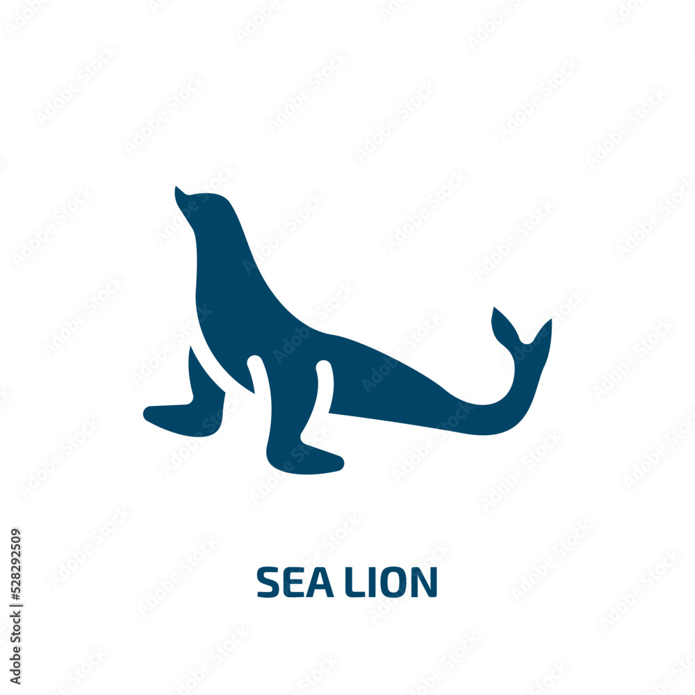 sea lion vector icon. sea lion, sea, lion filled icons from flat zoo concept. Isolated black ...