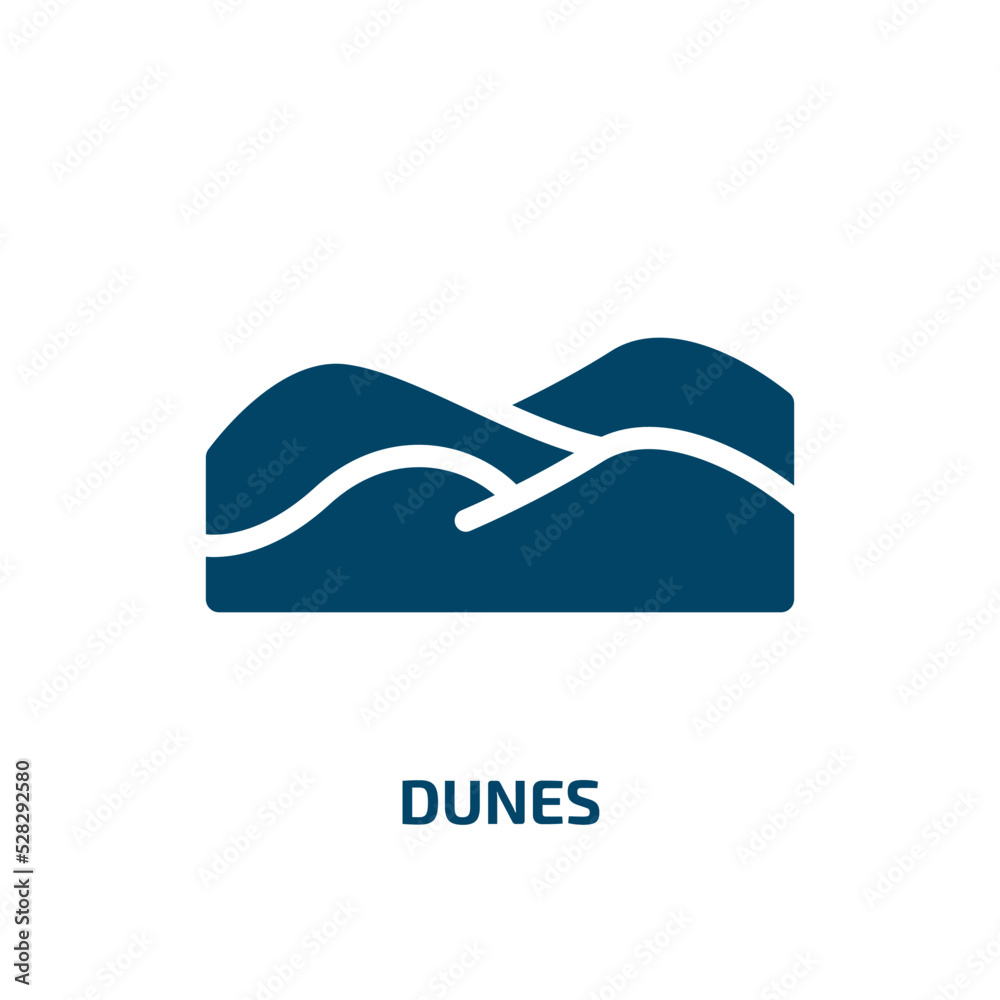 dunes vector icon. dunes, dune, sun filled icons from flat desert concept. Isolated black glyph ...