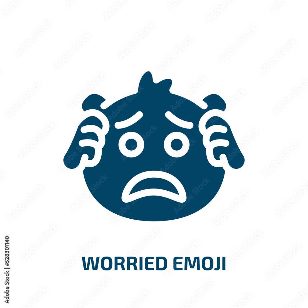 worried emoji vector icon. worried emoji, emoticon, expression filled ...
