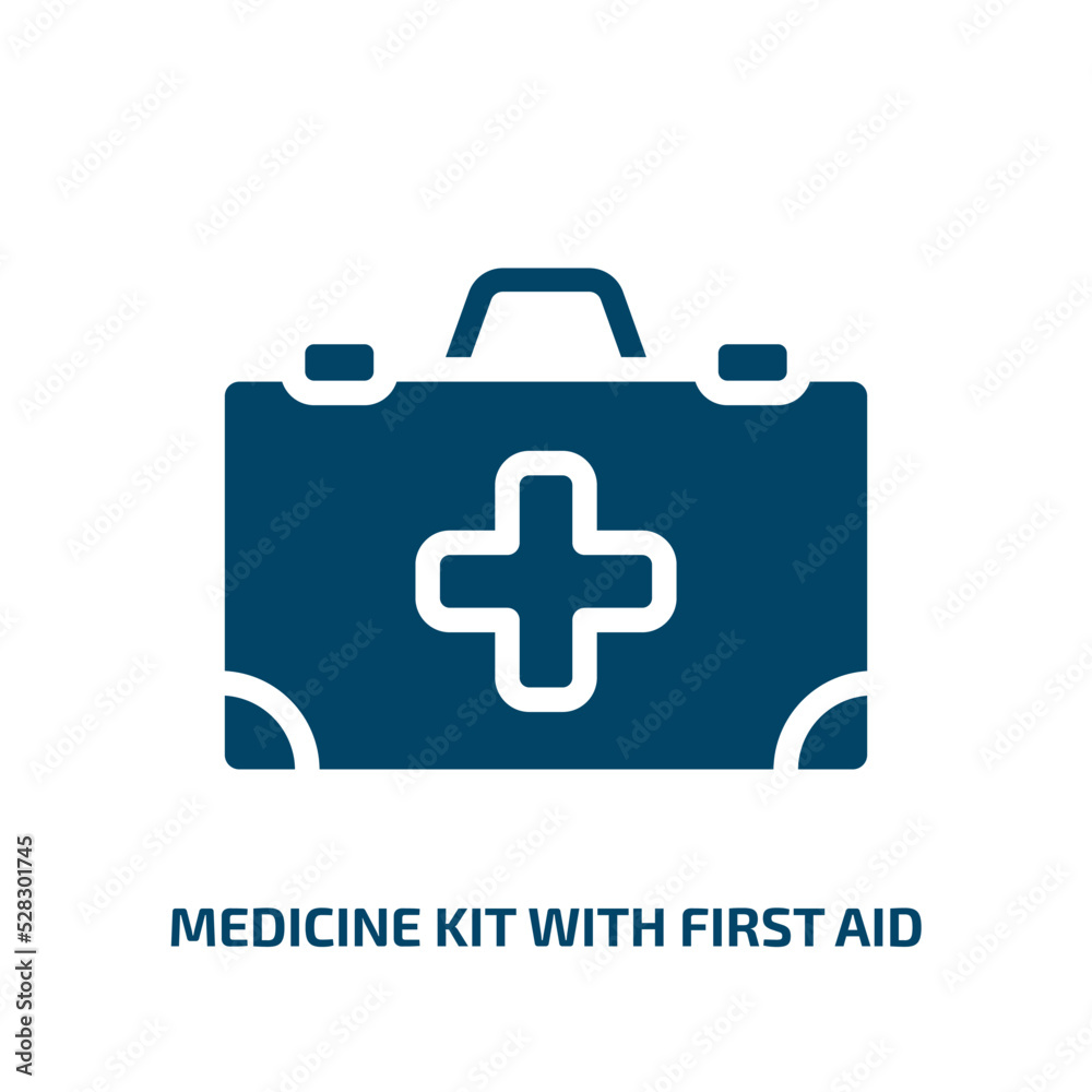 medicine kit with first aid symbol vector icon. medicine kit with first ...