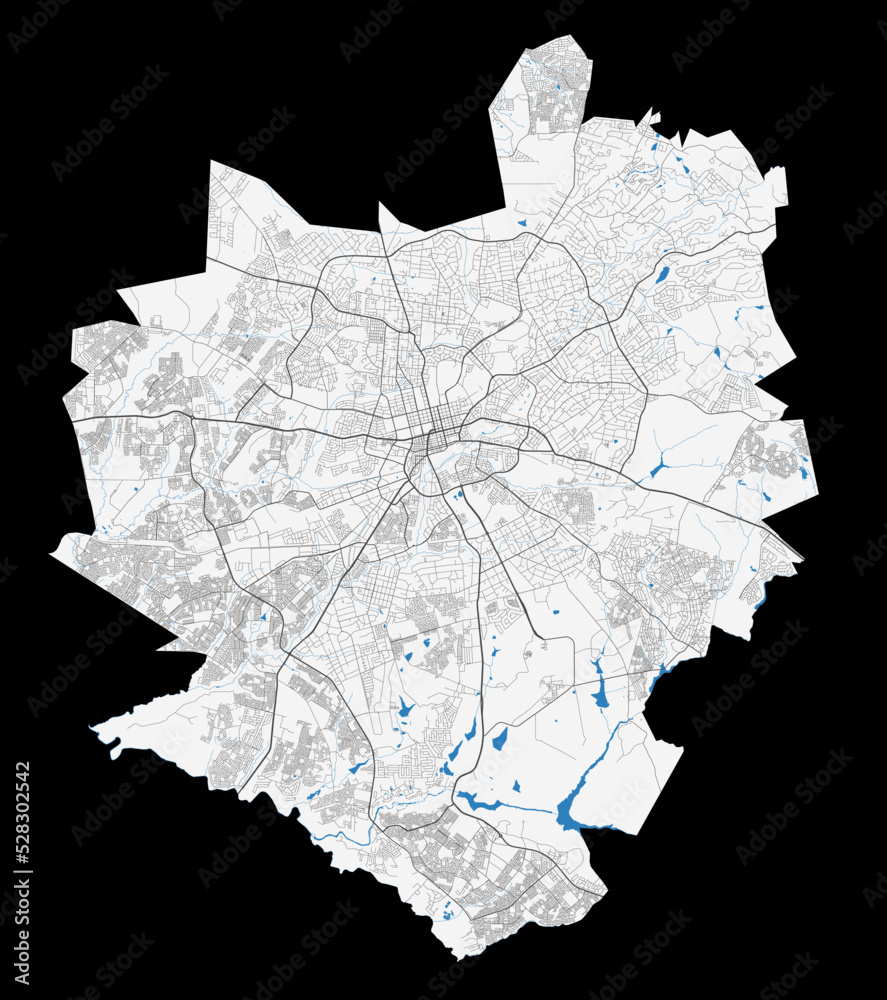 Harare vector map. Detailed map of Harare city administrative area ...