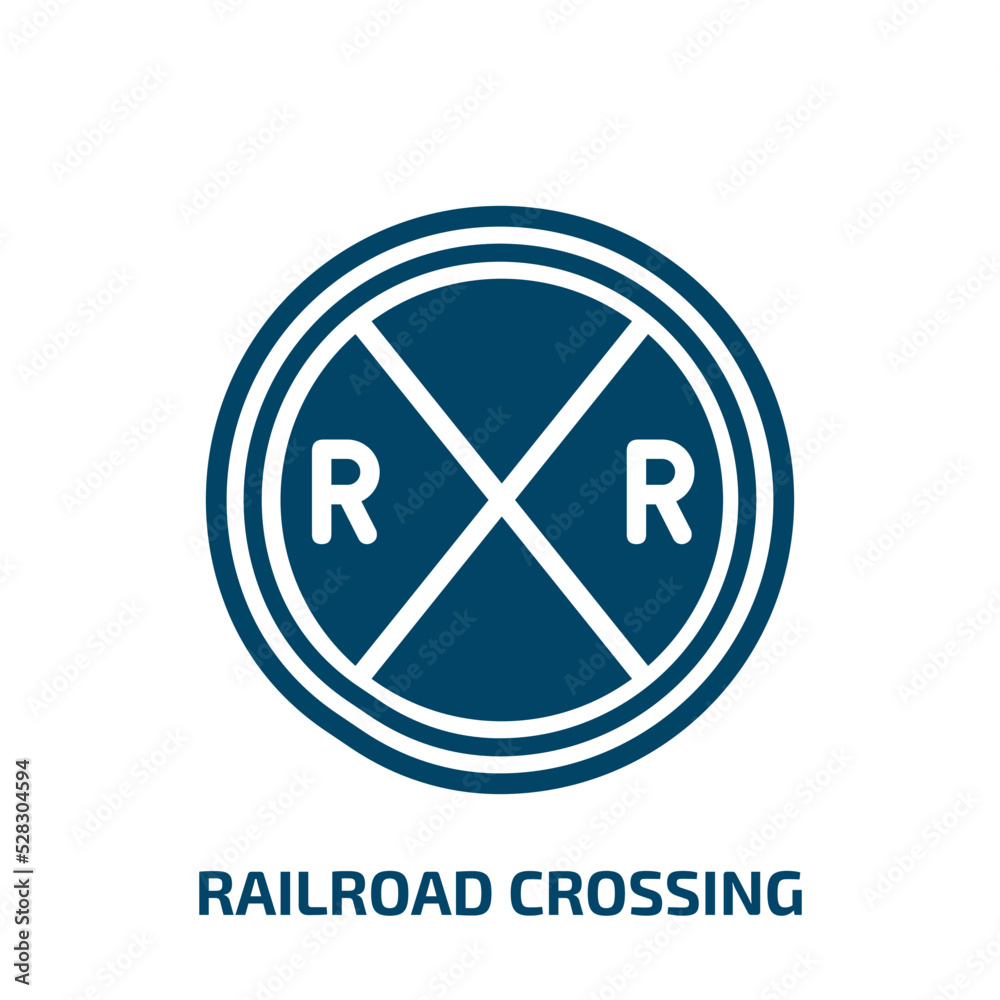 railroad crossing vector icon. railroad crossing, road, traffic filled ...