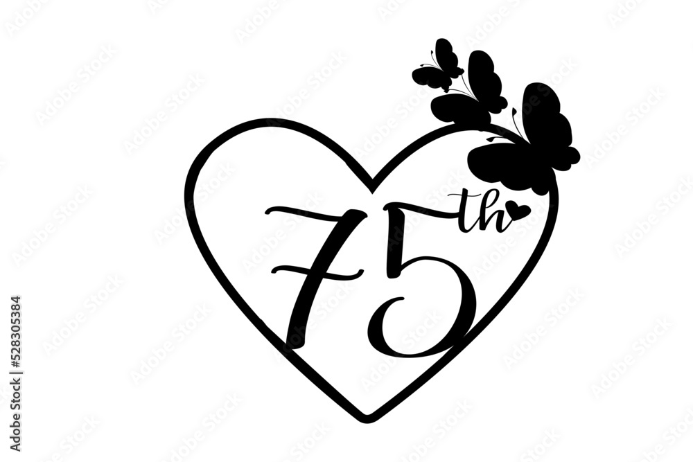 75th Happy Birthday Heart Vector Illustration Stock Vector | Adobe Stock