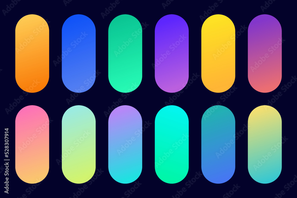 Set of vector gradients, modern combinations of colors and shades ...