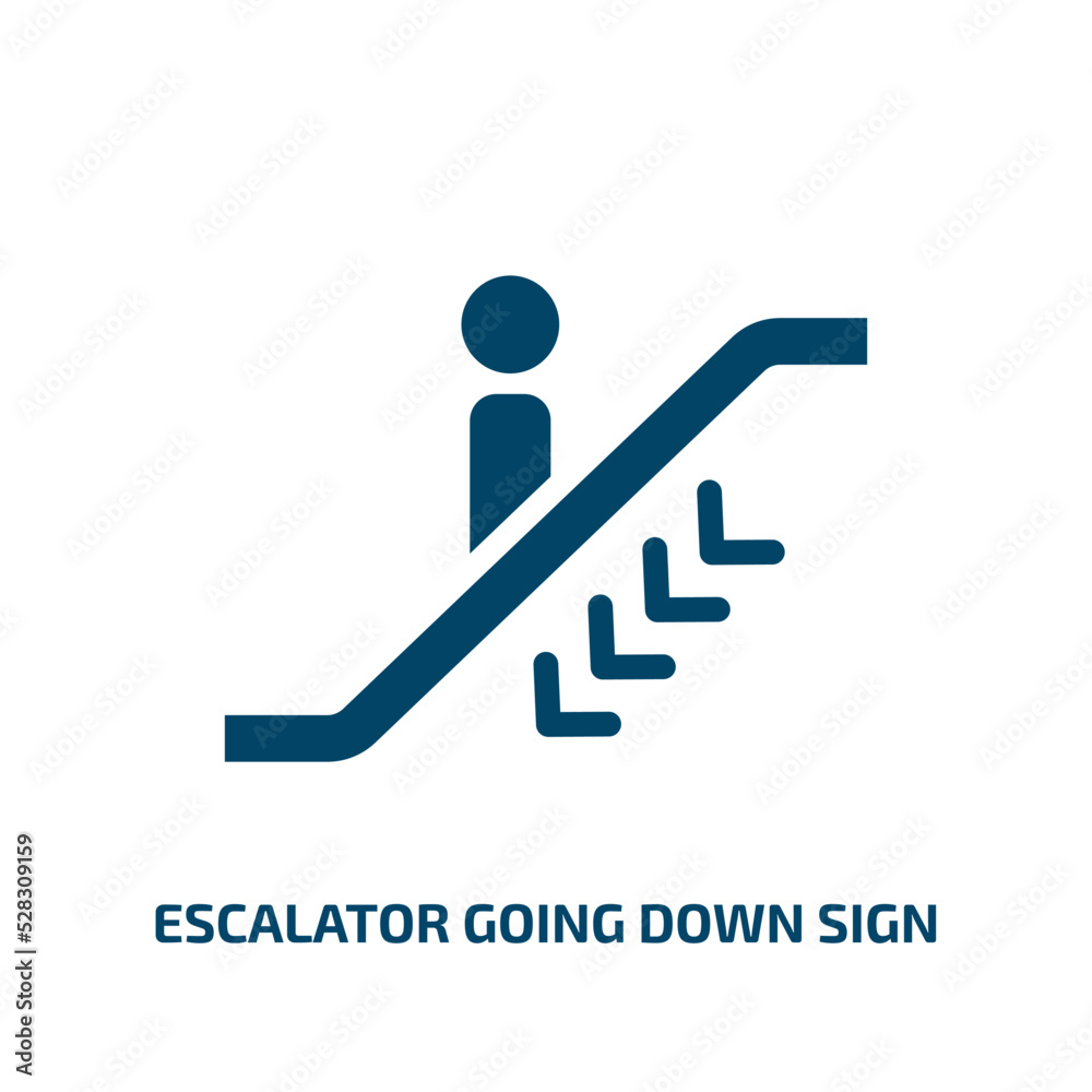 escalator going down sign vector icon. escalator going down sign, stair ...