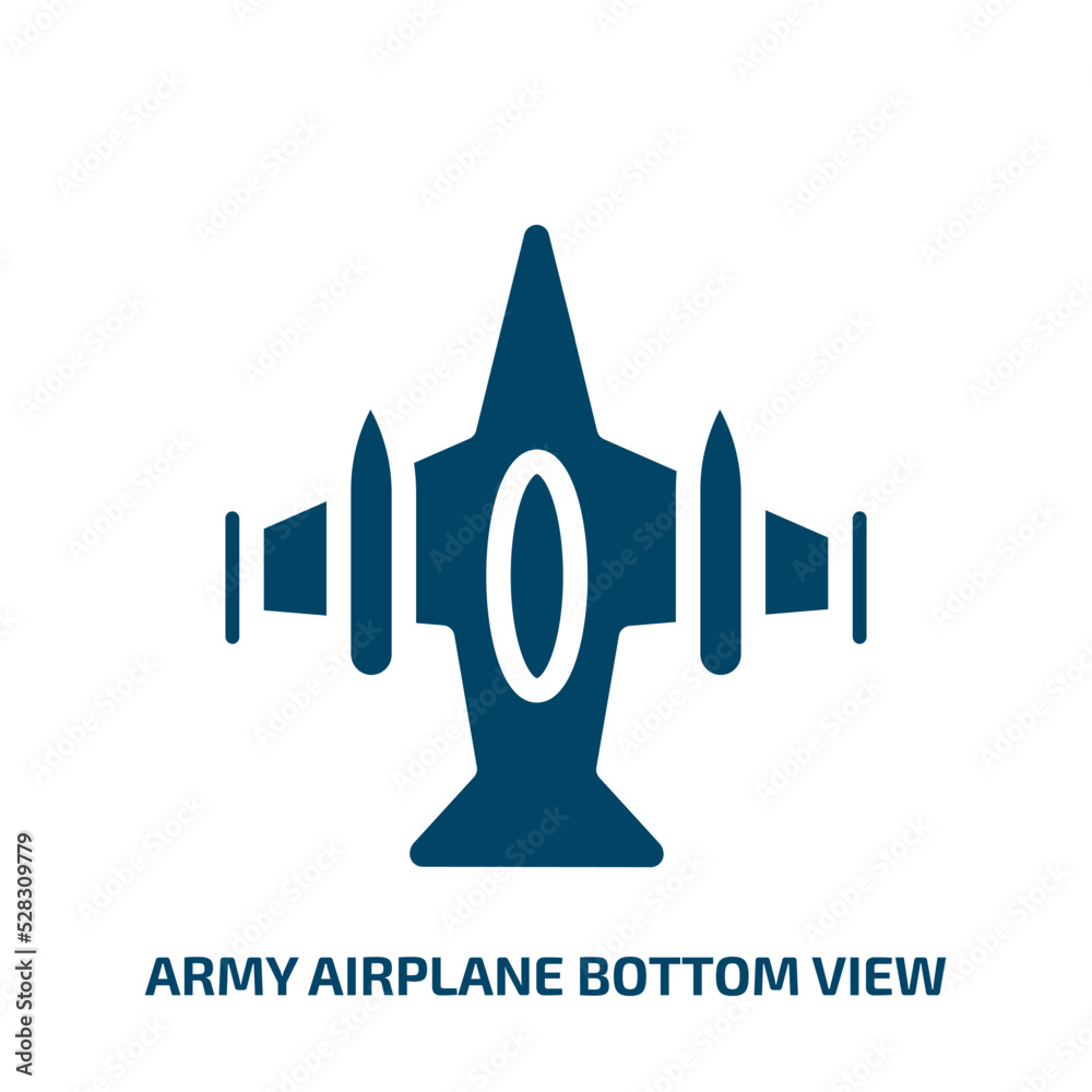 army airplane bottom view vector icon. army airplane bottom view ...
