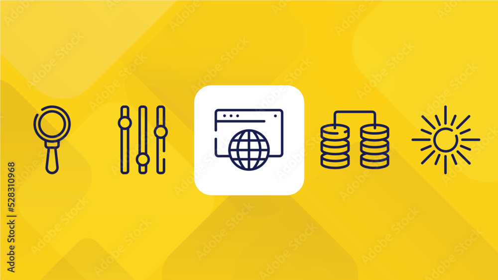 set of outline icons. thin line icons such as magnifier tool in vertical position interface, box ...