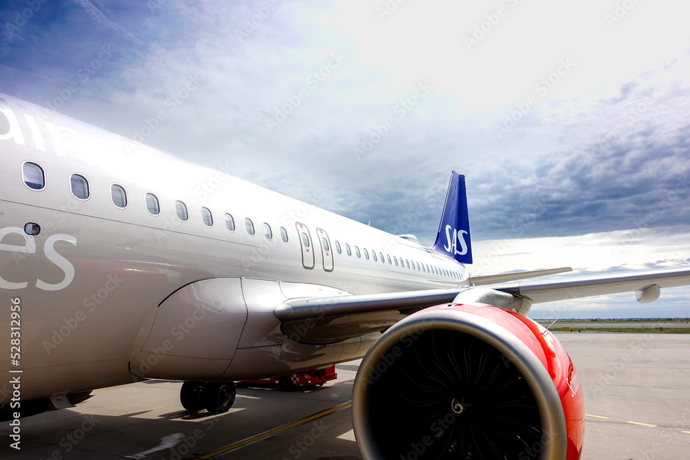 Copenhagen, Denmark - 1 September 2022: Tail wing, body, engine and ...