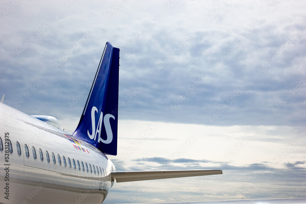 Copenhagen, Denmark - 1 September 2022: Tail wing, body, engine and ...