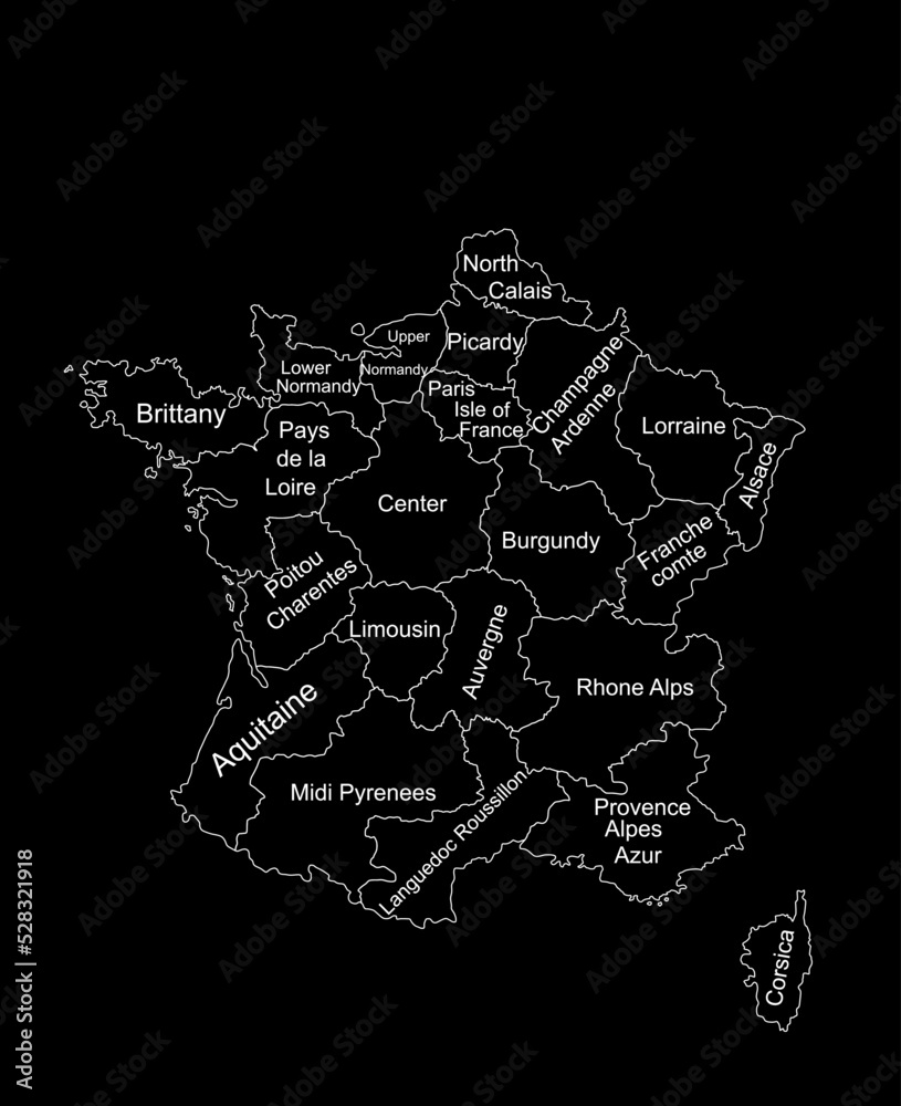 Line contour map of France vector silhouette illustration isolated on ...