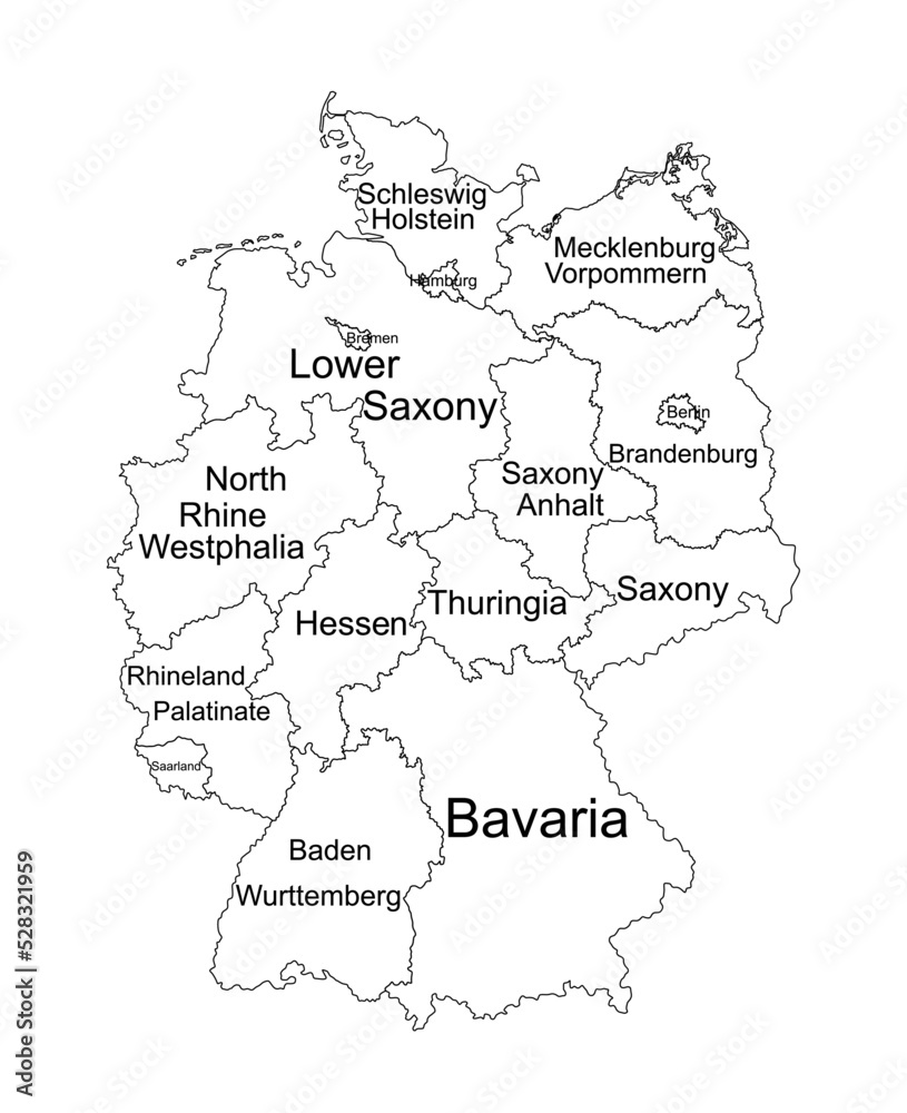 Germany map line contour vector silhouette illustration isolated on ...