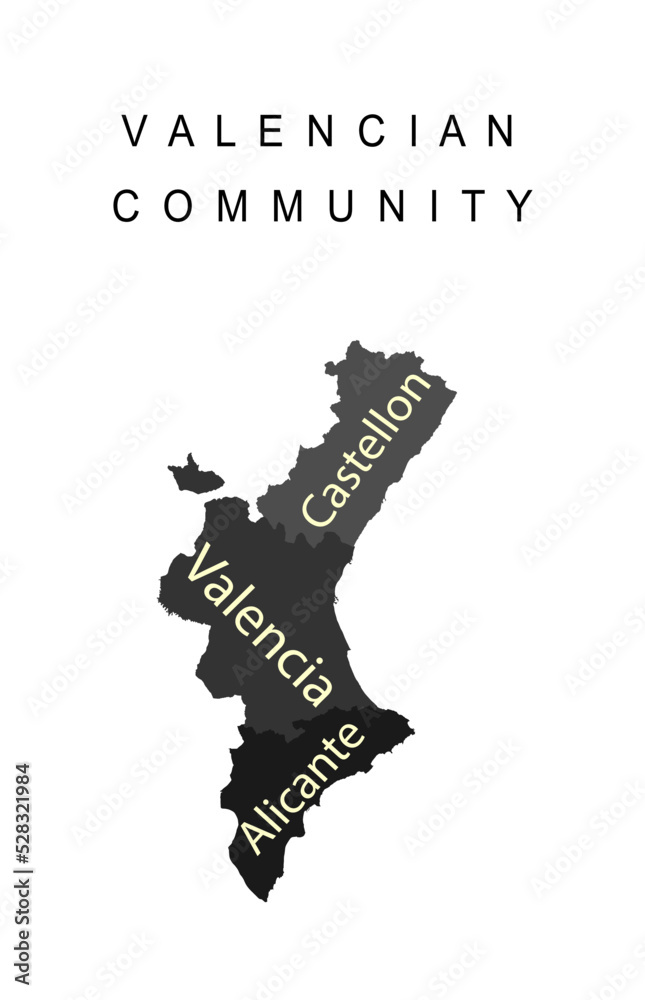 Spain province Autonomous Valencian community map vector silhouette ...