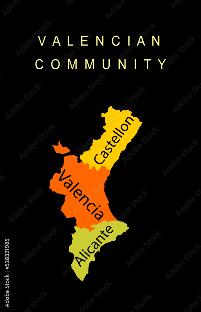 Spain province Autonomous Valencian community map vector silhouette ...