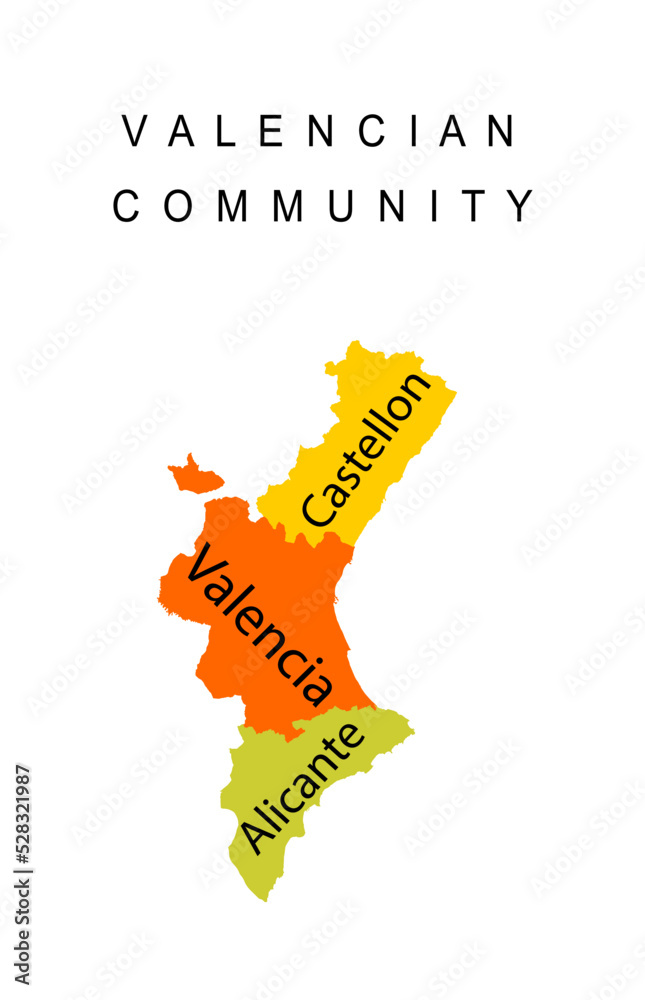 Spain province Autonomous Valencian community map vector silhouette ...